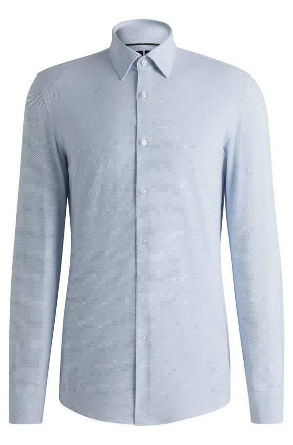BOSS Slim-fit Shirt In Structured Performance Fabric - Light Blue
