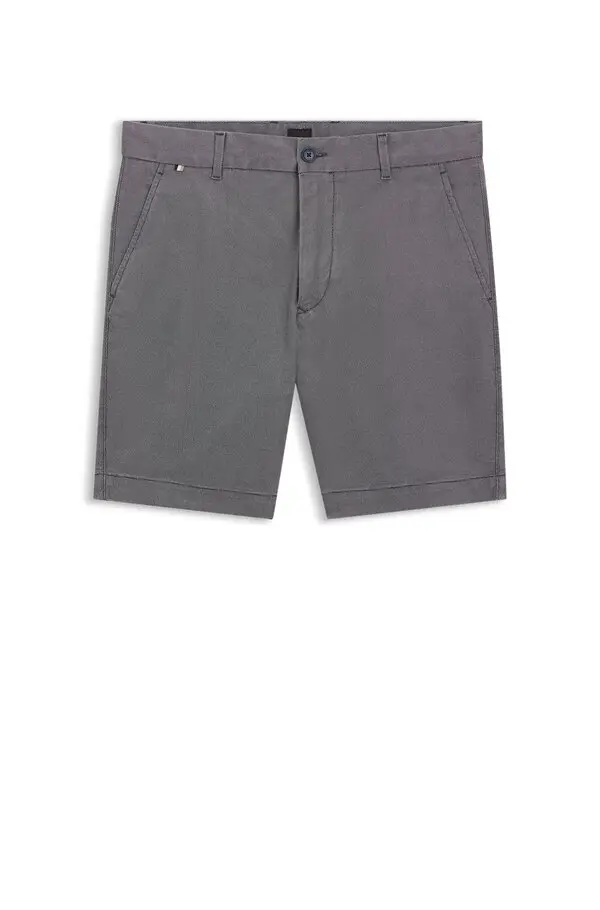 BOSS Slim-fit Shorts In Micro-patterned Stretch Cotton - Grey