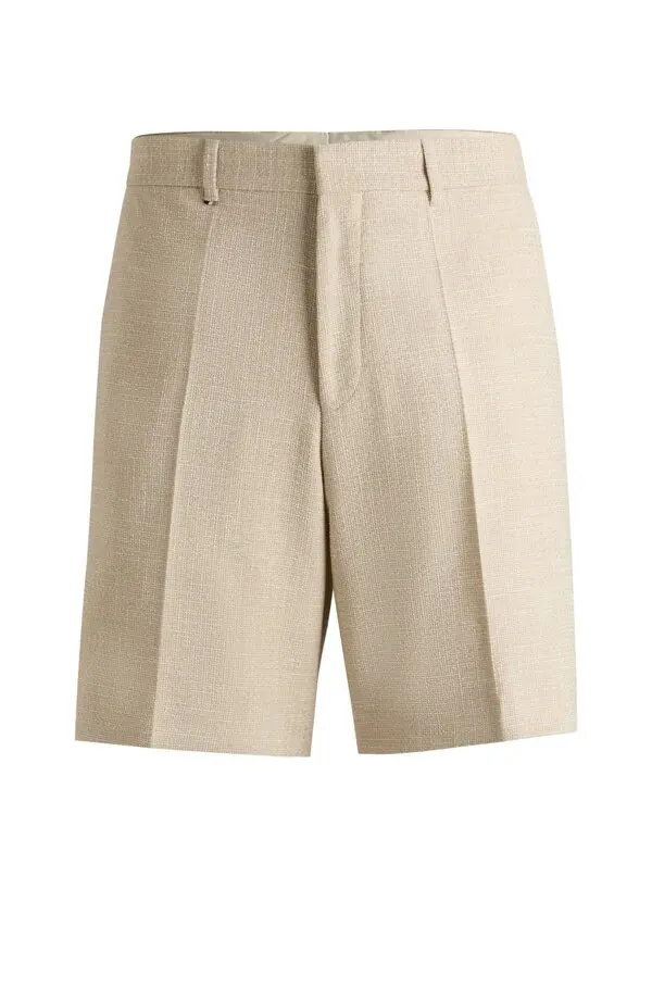 BOSS Formal Shorts In Stretch Tweed - Light Beige
