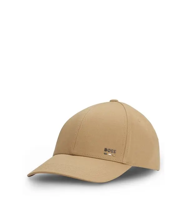 BOSS Cotton Twill Cap With Logo Trim - Beige
