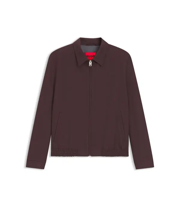 Hugo Slim-fit Jacket In Wool-blend Poplin - Light Brown