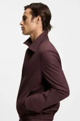 Hugo Slim-fit Jacket In Wool-blend Poplin - Light Brown