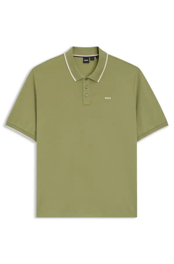 BOSS Cotton-piqué Polo Shirt With Contrast Logo - Green