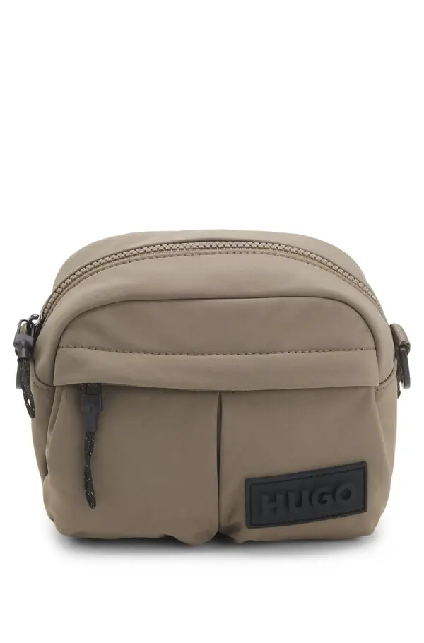 Hugo Crossbody Bag With 3d Rubber Logo - Grey