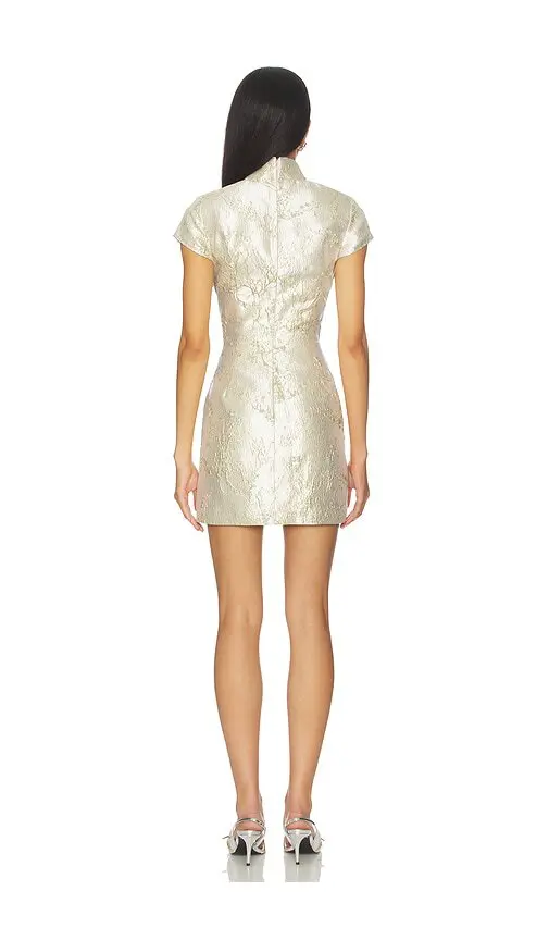 SAU LEE Jada Jacquard Dress - Silver Mint