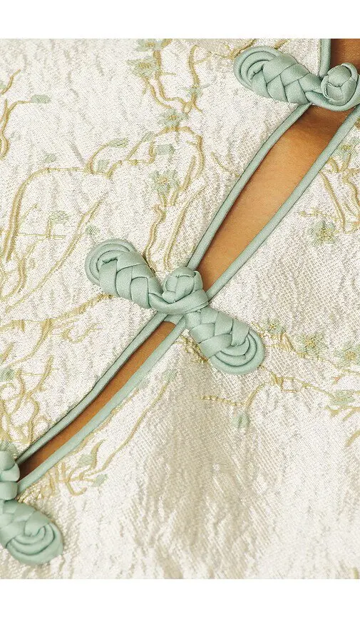 SAU LEE Jada Jacquard Dress - Silver Mint