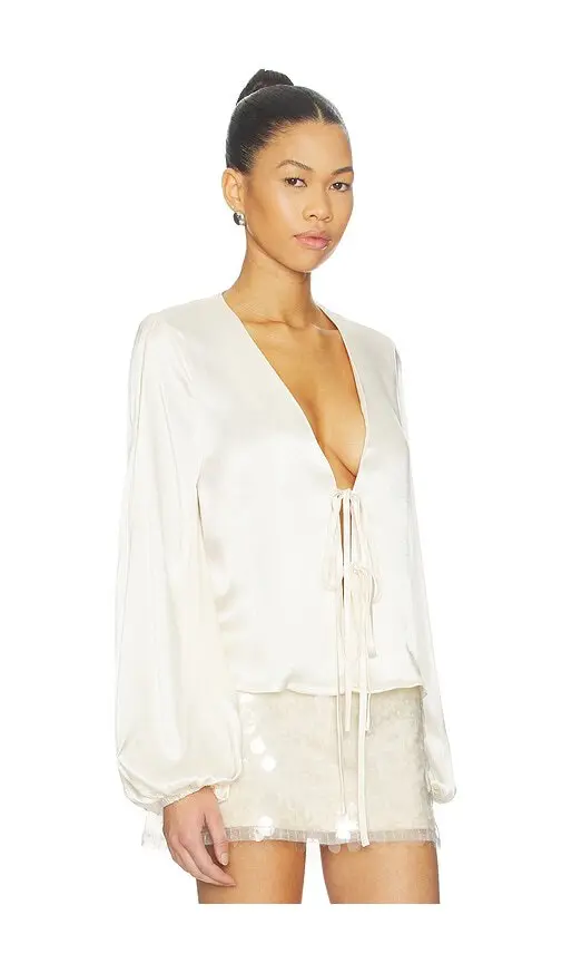 SNDYS. Lucille Tie Front Long Sleeve Top