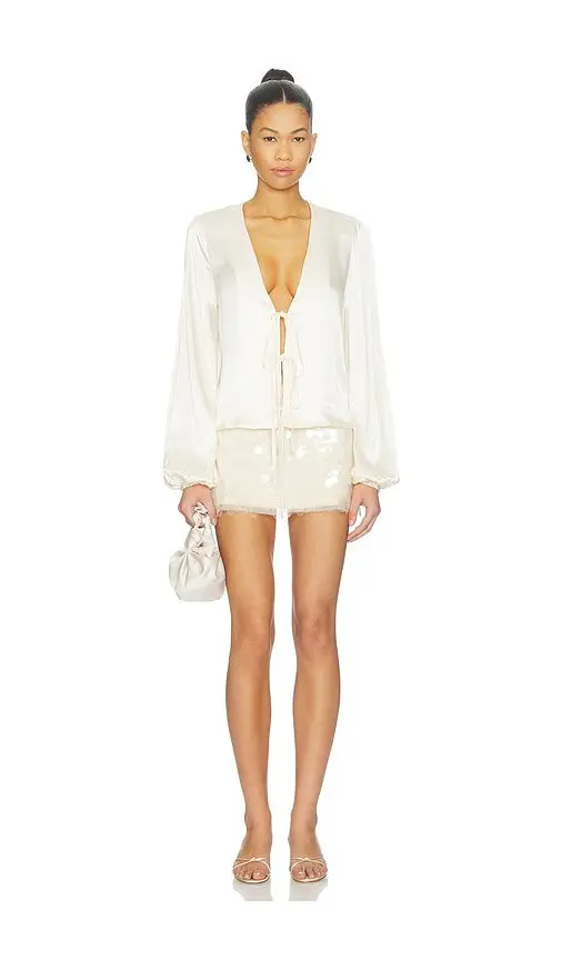 SNDYS. Lucille Tie Front Long Sleeve Top