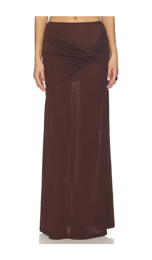 SNDYS. Kalea Twist Maxi Skirt - Chocolate