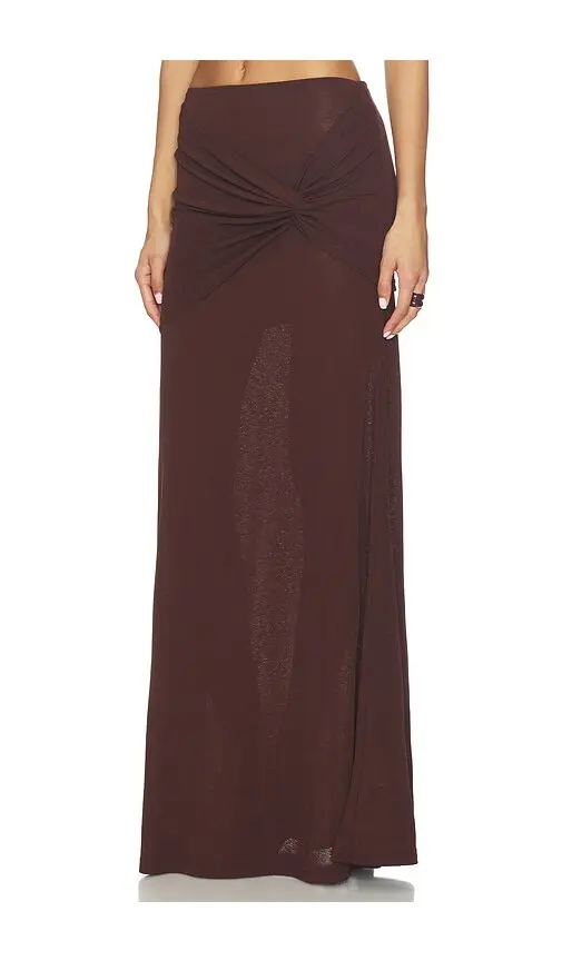 SNDYS. Kalea Twist Maxi Skirt - Chocolate
