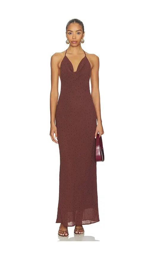 SNDYS. Nadene Diamante Halter Maxi Dress