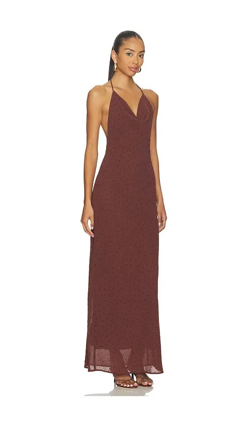 triangle halter dress Princess Polly Women's Mordecai Tie Back Satin Maxi Dress - Red