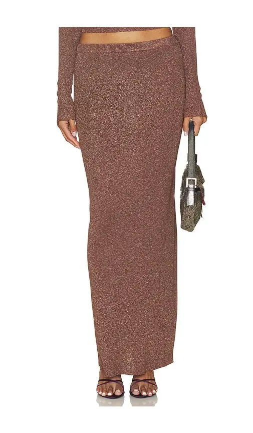 SNDYS. Rumer Knit Maxi Skirt - Chocolate
