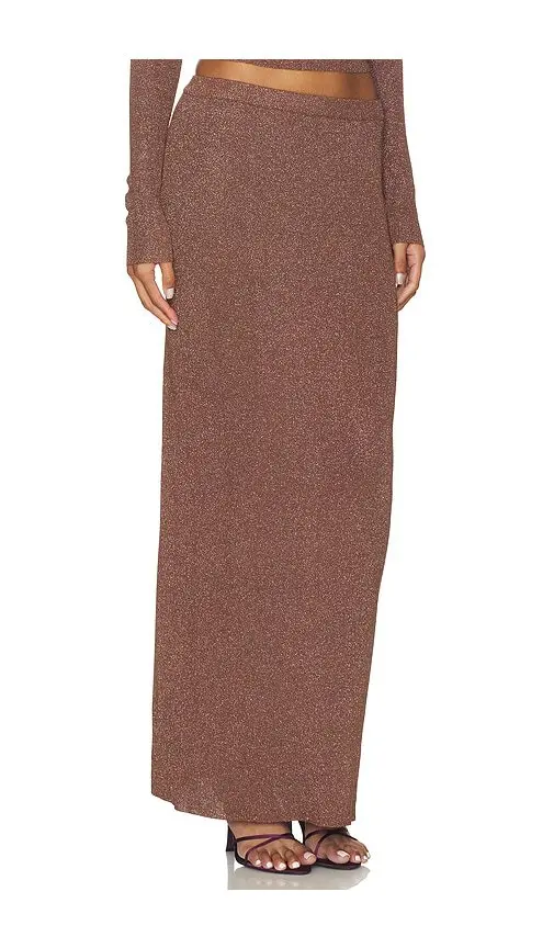 SNDYS. Rumer Knit Maxi Skirt - Chocolate