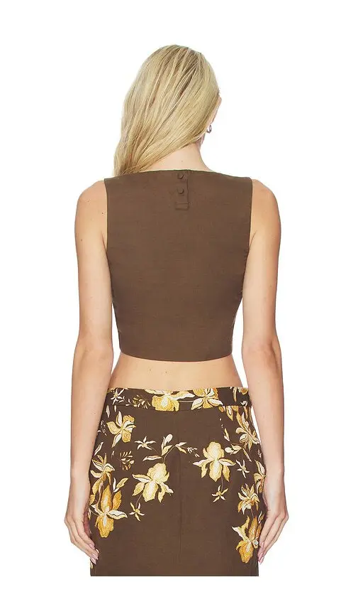Hemant & Nandita Cropped Linen Blend Top
