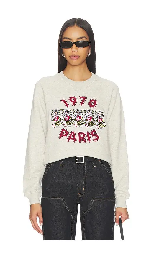 Kenzo Wild Tiger Embroidered Classic Sweatshirt In Light