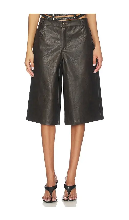 Superdown Vala Faux Leather Culotte Shorts