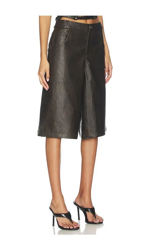 Superdown Vala Faux Leather Culotte Shorts