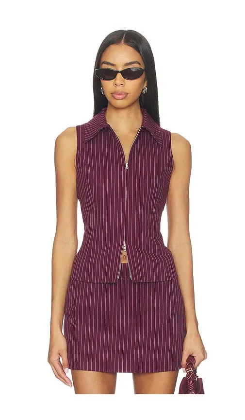 ARTLESS FOREVER Kaia Vest In Wine - Merlot Stripe