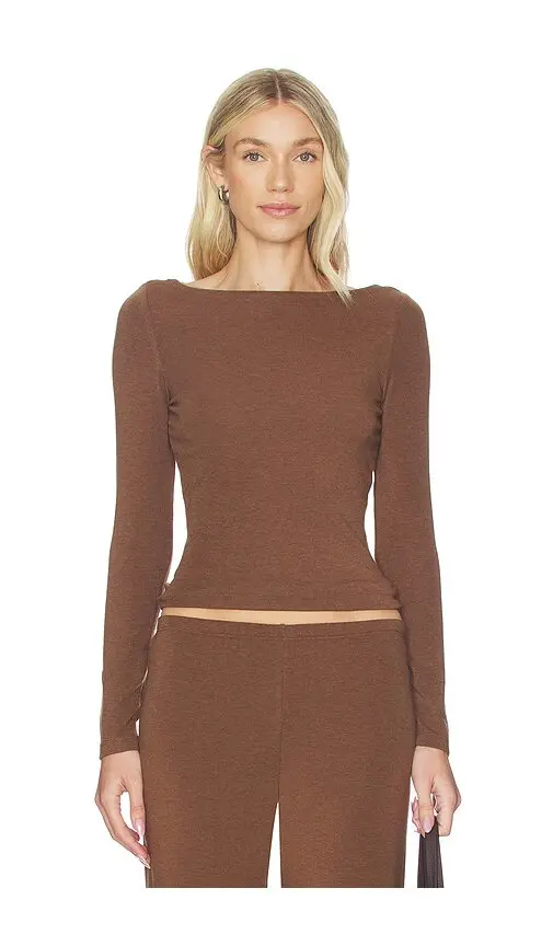 ARTLESS FOREVER X Lane Boatneck Top In Brown - Mocha