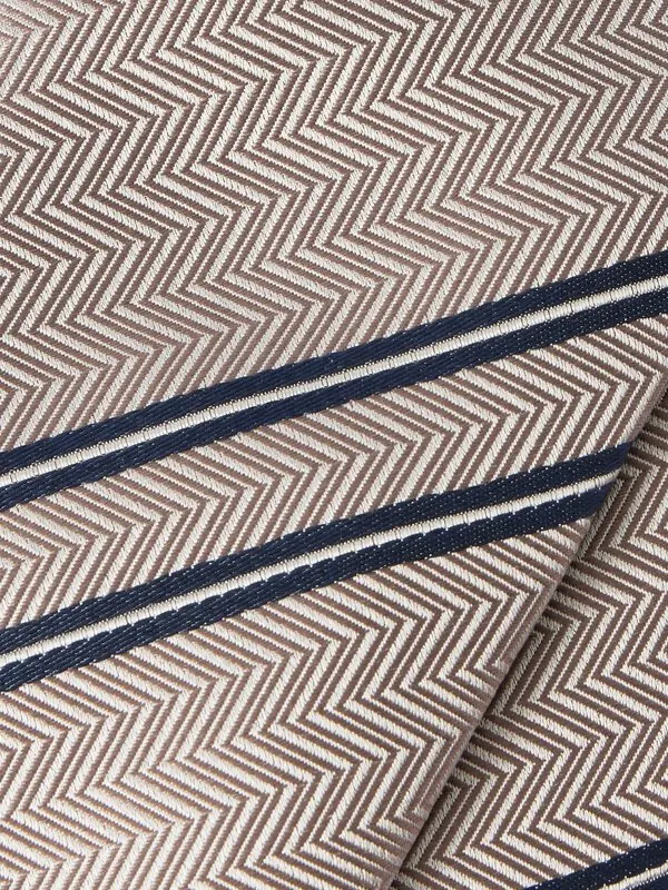 Brunello Cucinelli 7.5cm Striped Herringbone Silk-jacquard Tie - Brown