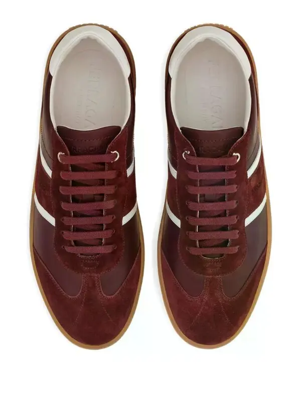 FERRAGAMO Suede Panel Sneakers - Red