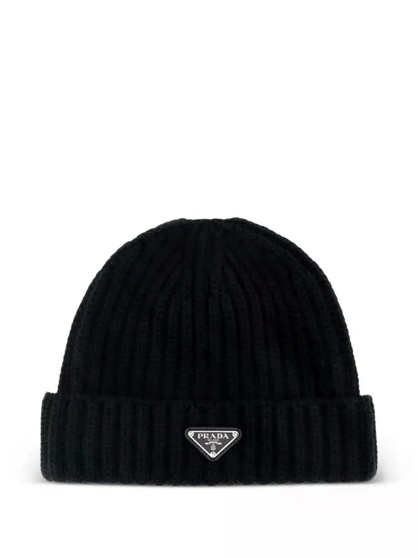 Prada Triangle Logo Beanie - Black
