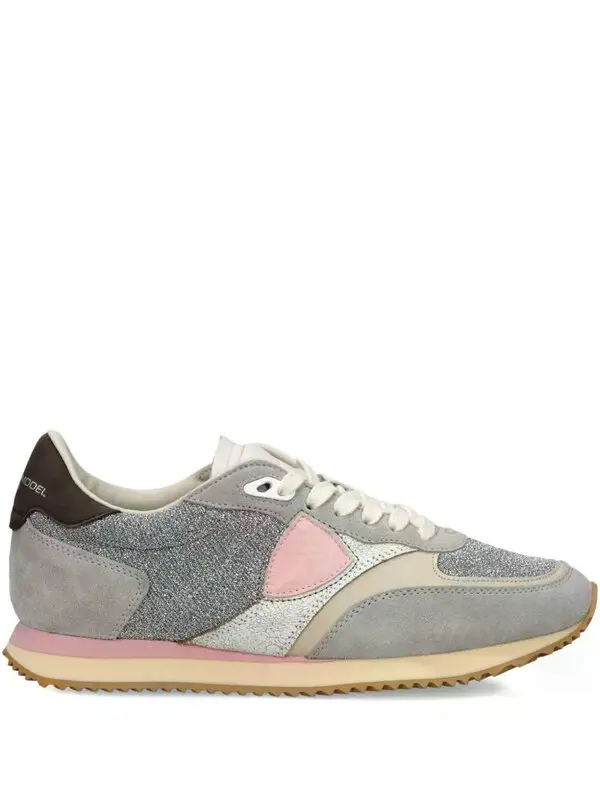 Philippe Model Glitter Panelled Trainers - Grey