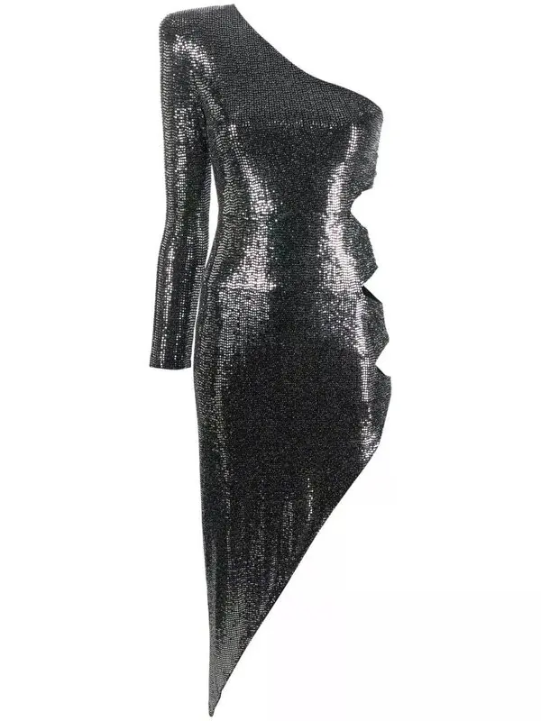 NISSA One-shoulder Sequinned Midi Dress