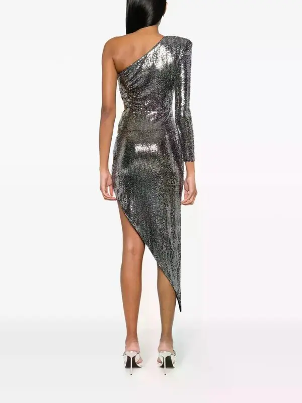 NISSA One-shoulder Sequinned Midi Dress