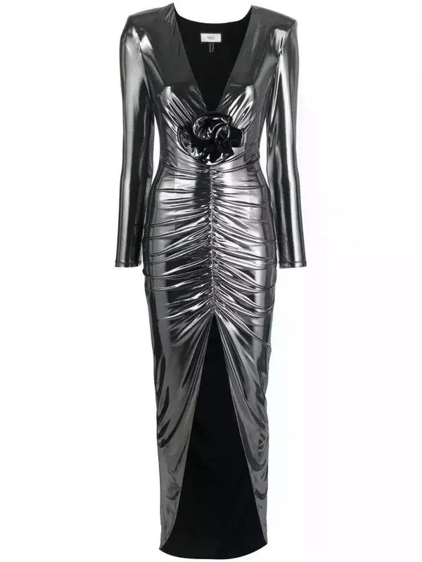 NISSA Ruffle-detailing V-neck Dress