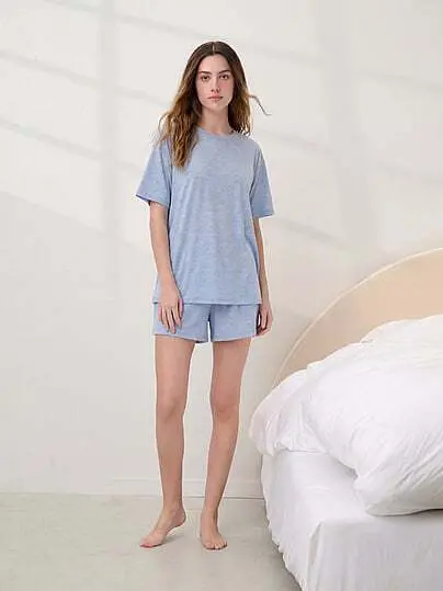 Victoria's Secret Organic Pima Tee Short Set - Blue