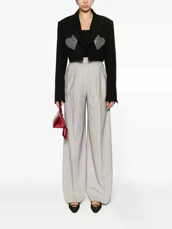 NISSA Rhinestone-heart Cropped Jacket