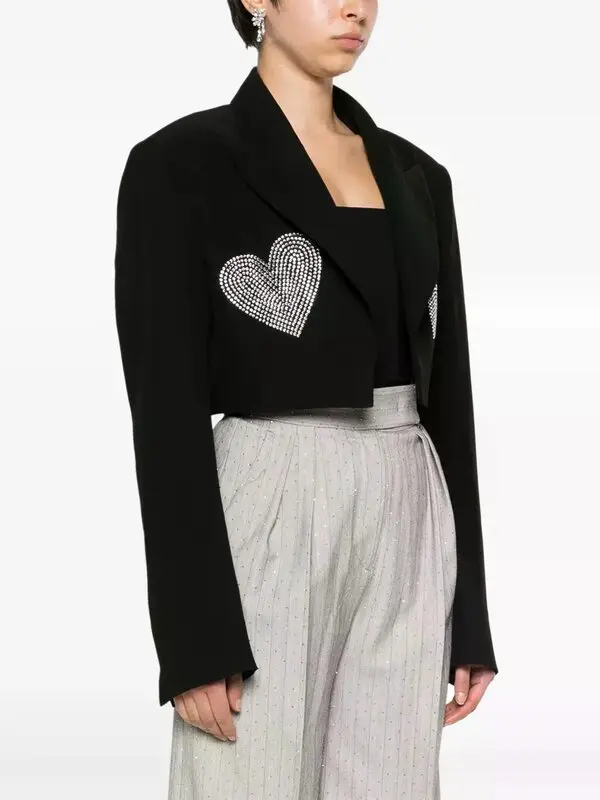 NISSA Rhinestone-heart Cropped Jacket