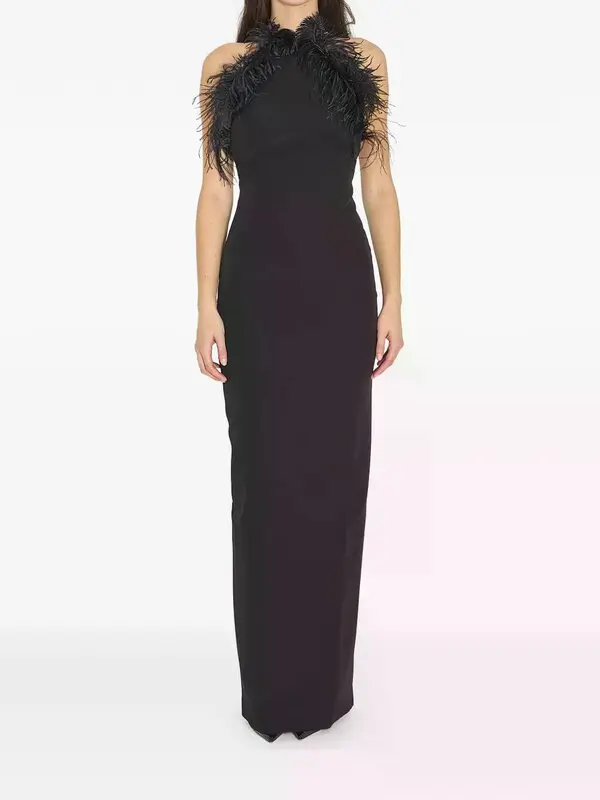 Attico Feather Strap Maxi Dress