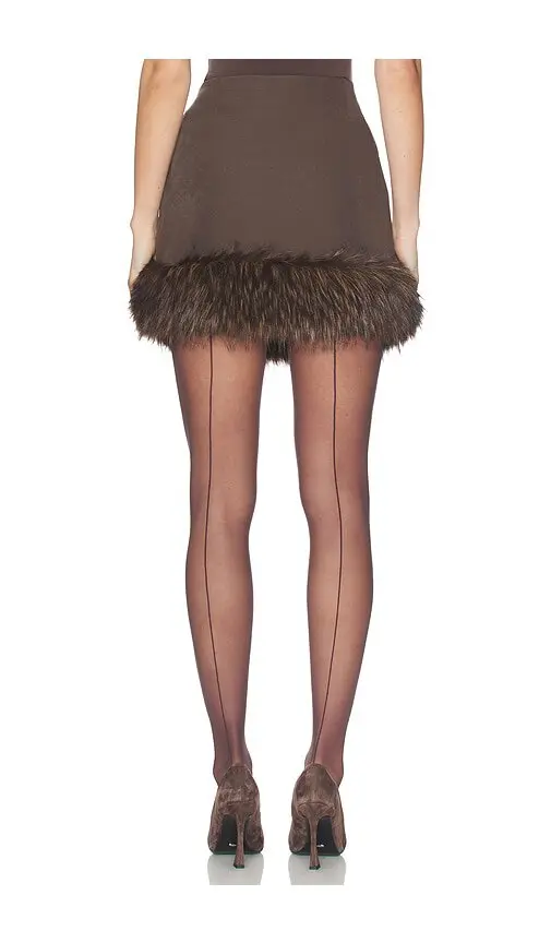 Apparis Meadow Faux Fur Trim Mini Skirt - Brown