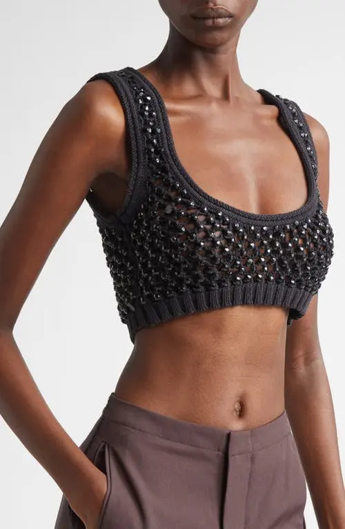 DIOTIMA Lady Beaded Mesh Stitch Bralette - Black