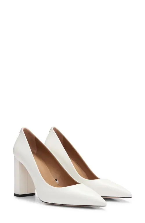 BOSS Janet Block Heel Pumps - Open Wht