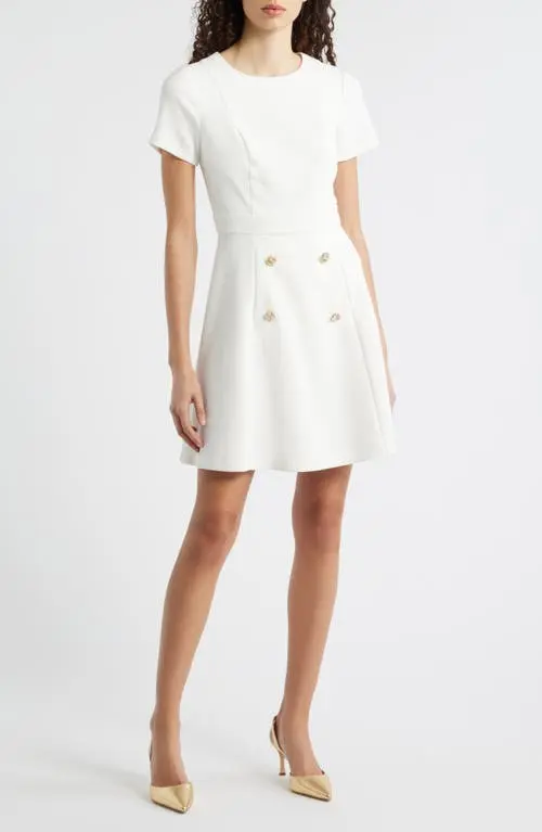 Eliza J Button Detail Fit & Flare Dress