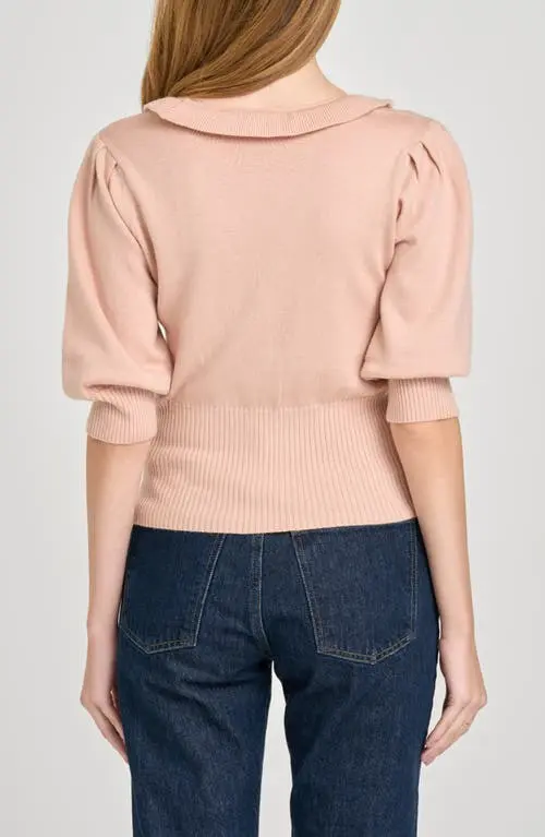 WAYF Paulina Puff Sleeve Sweater - Pink