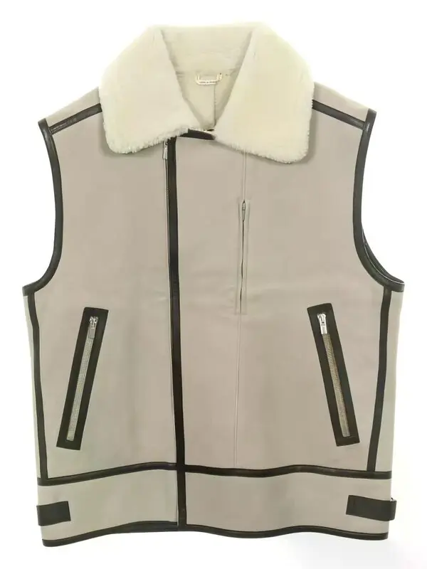 Hermès Zip-up Shearling-trimmed Gilet - Neutrals