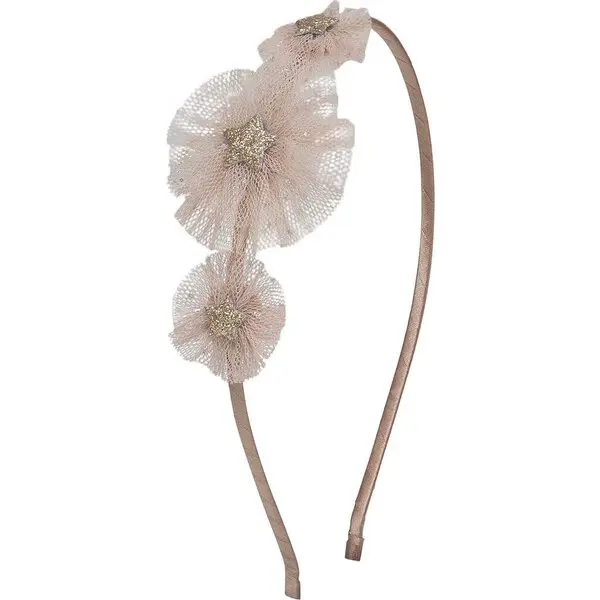 MIMI & LULA Alice Tulle Rosette Headband - Light Beige