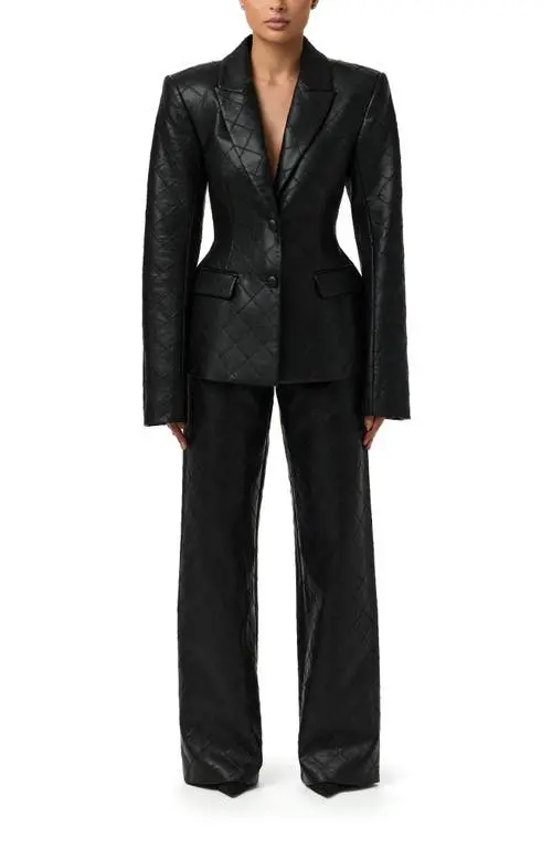 Naked Wardrobe Diamond Stitched Faux Leather Wide Leg Pants