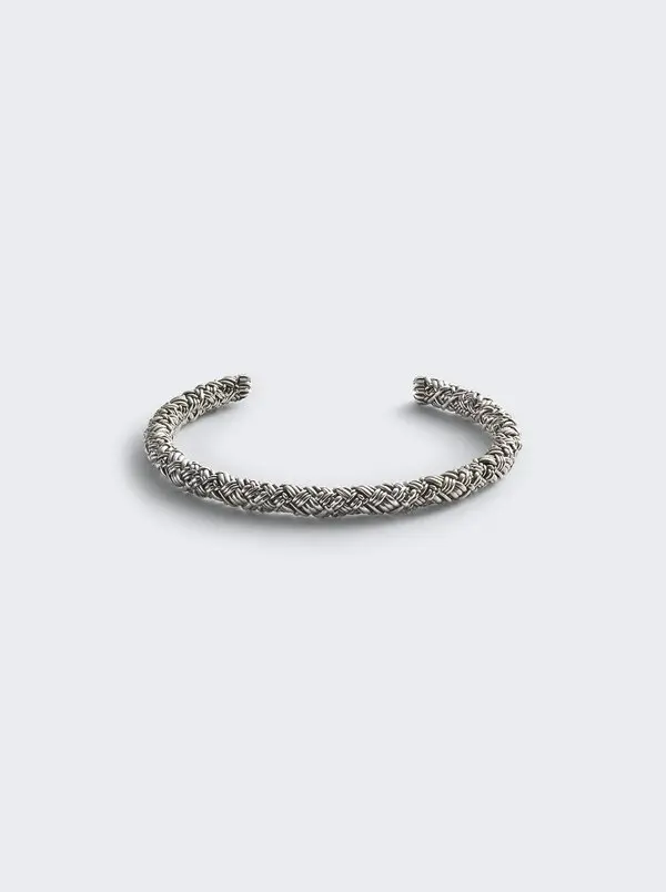 Bottega Veneta Intreccio Sterling Cuff Bracelet - Silver