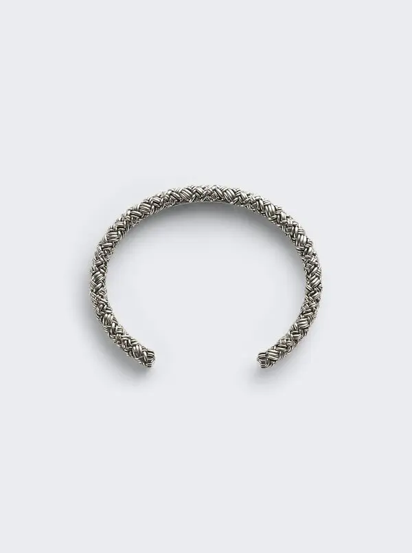 Bottega Veneta Intreccio Sterling Cuff Bracelet