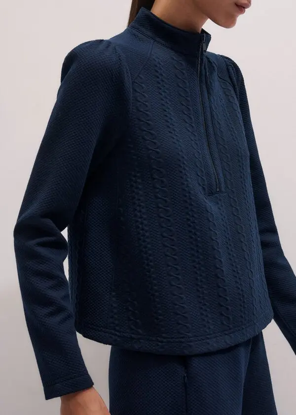 ME+EM Cable Jacquard Half-zip Top