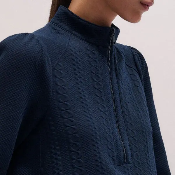ME+EM Cable Jacquard Half-zip Top