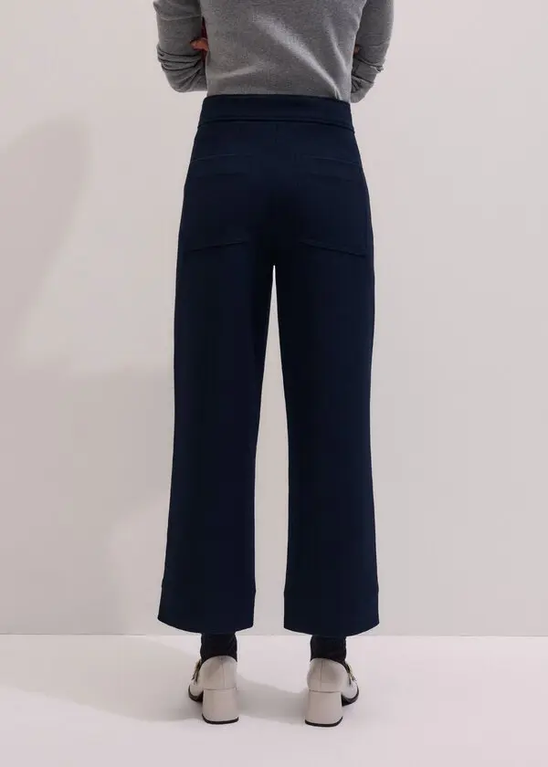 ME+EM Button Front Crop Trousers - Navy