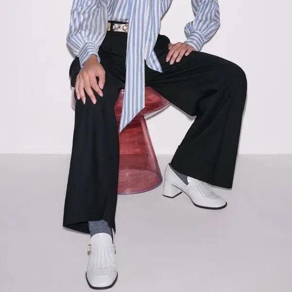 ME+EM Striped Tie Neck Shirt