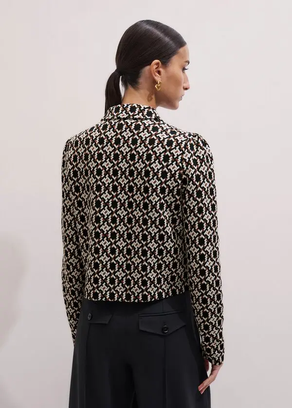 ME+EM Graphic Jacquard Zip-through Top